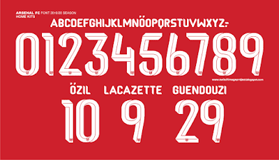 Football teams shirt and kits fan: Font Arsenal FC 2019/20 Uefa Version