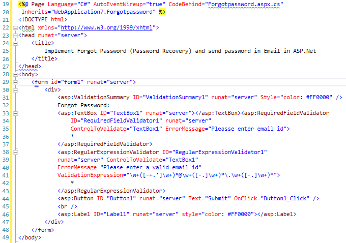 Password Recovery :Send Password In Email Using ASP.Net Using C# « Asp ...