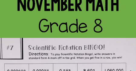 Kelly McCown: November NO PREP Math Packet - 8th Grade