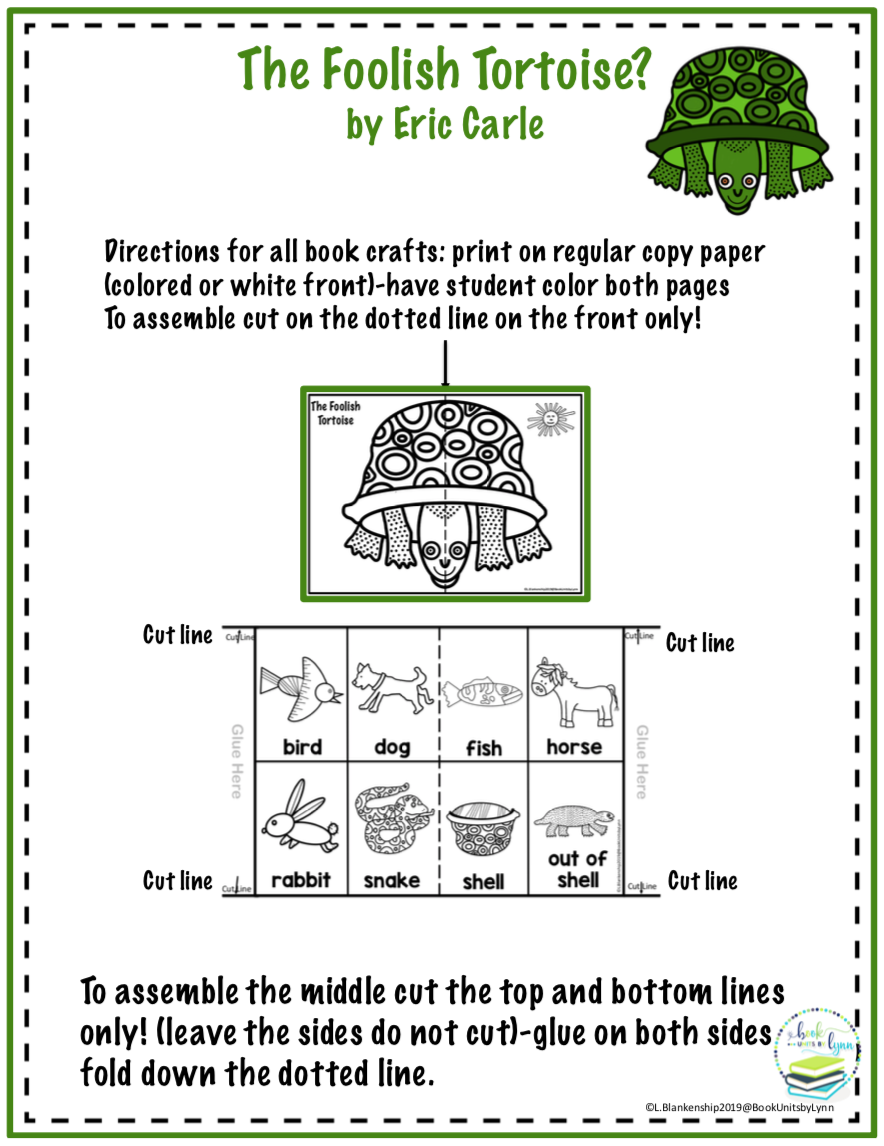 THE FOOLISH TORTOISE BOOK CRAFT ~ Book Units by Lynn