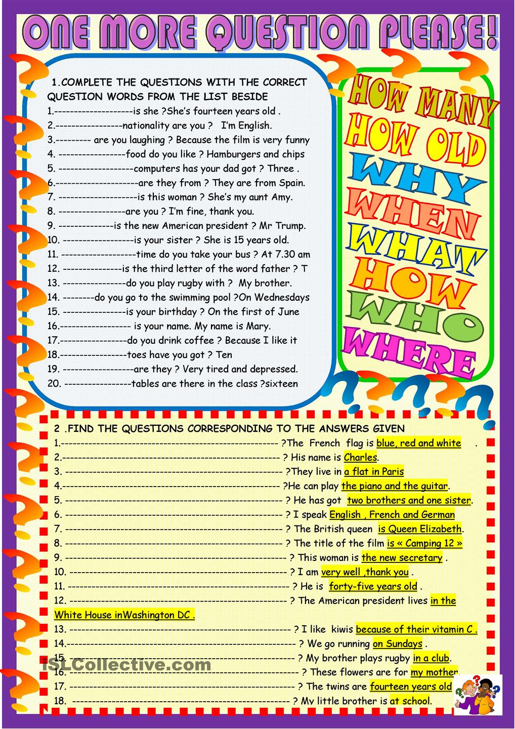 ENGLISH 6TH. GRADE: GRAMMAR EXERCISES TO PRACTICE - WH QUESTION WORDS