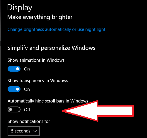 Johns Hazlinger's Page: Making ScrollBars Always Visible in Windows 10