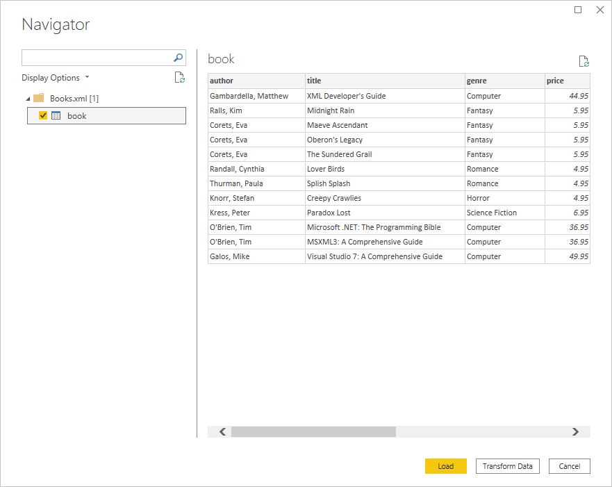 Create Report from XML source in Power BI