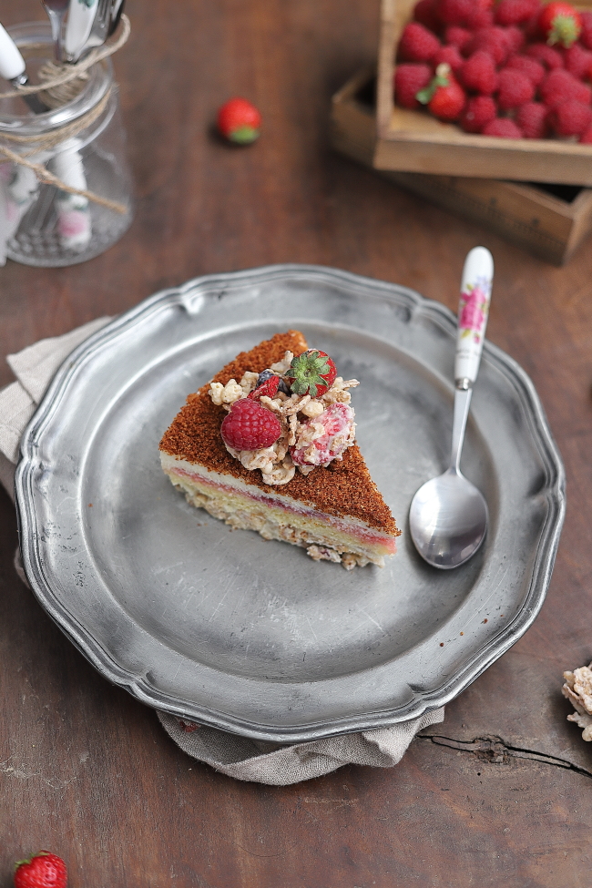 Croustillant fruits rouges et chocolat blanc