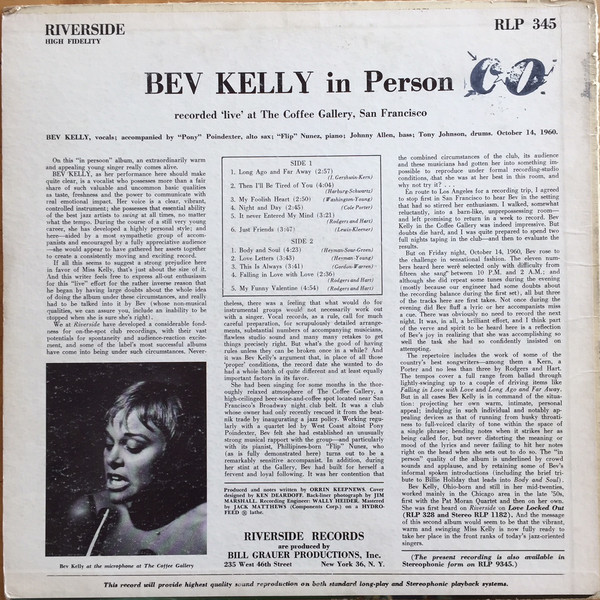 ENTRE MUSICA: BEV KELLY - In person (1960)