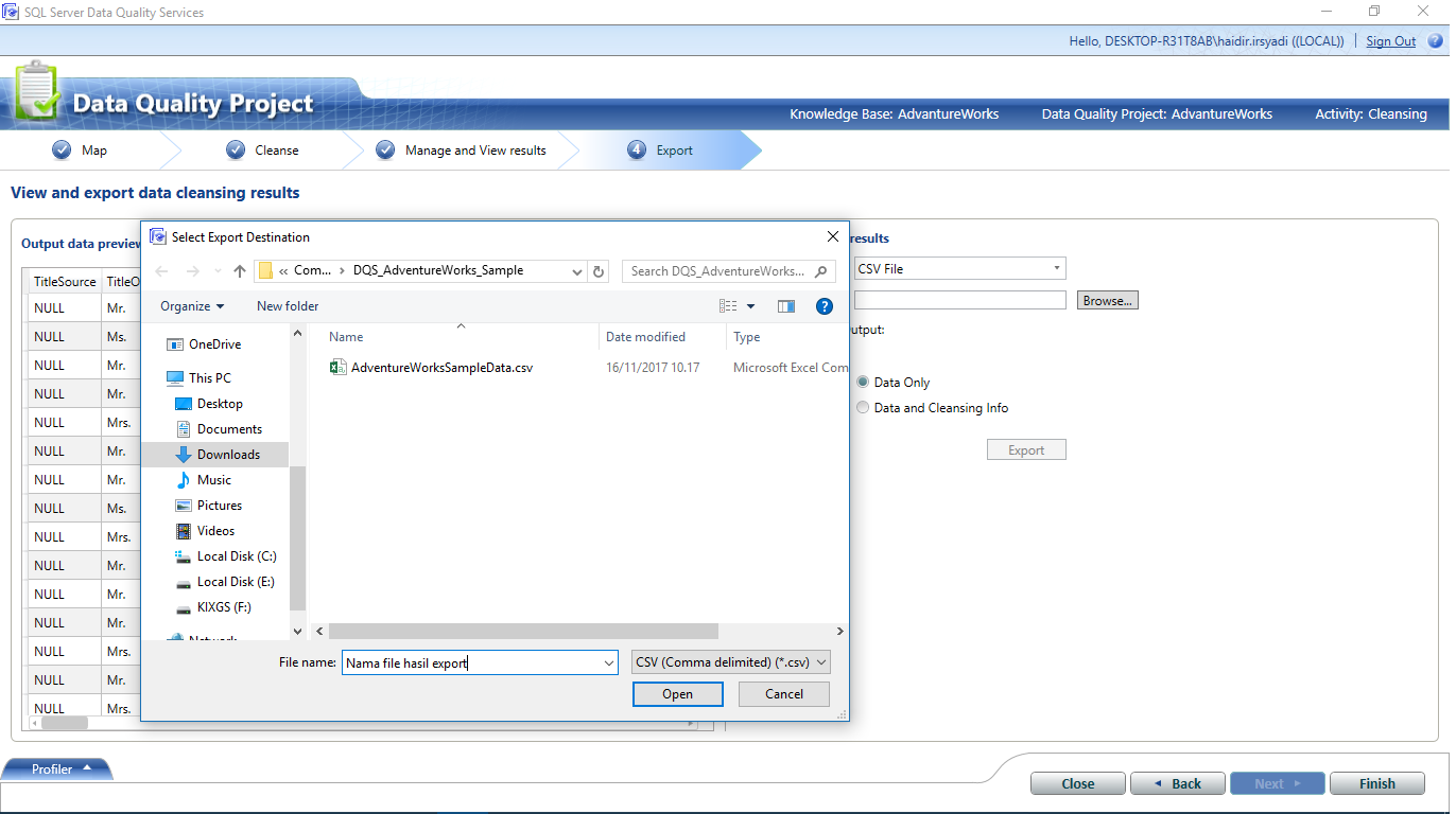 HDR SPOT: Tutorial DQS SQL Server (Data Cleansing & Data Matching)