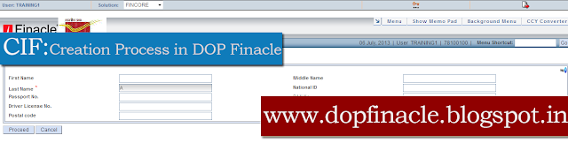 CIF Creation Process : Step by Step in DOP Finacle