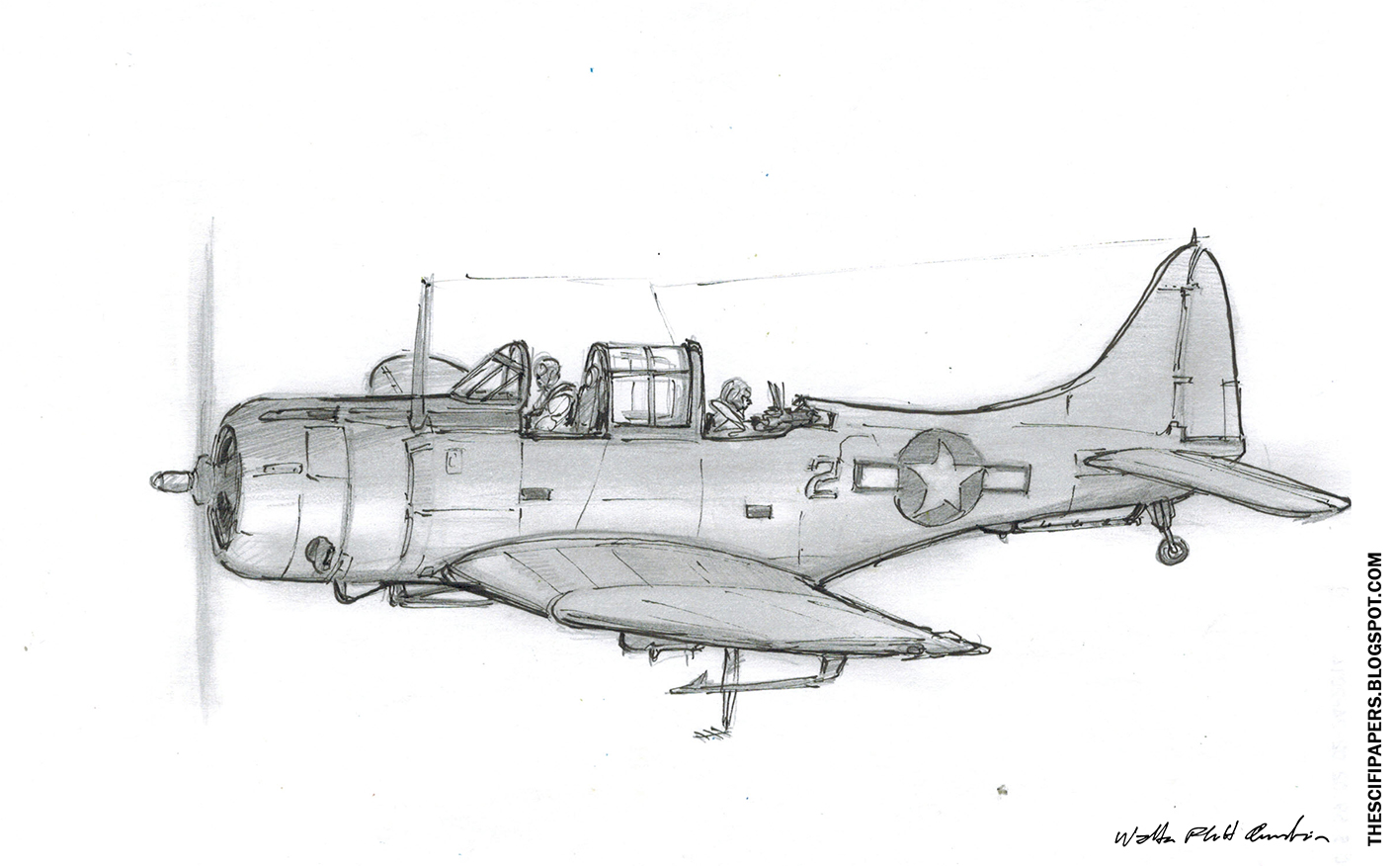The scifi papers: Douglas SBD Dauntless - pencil sketch
