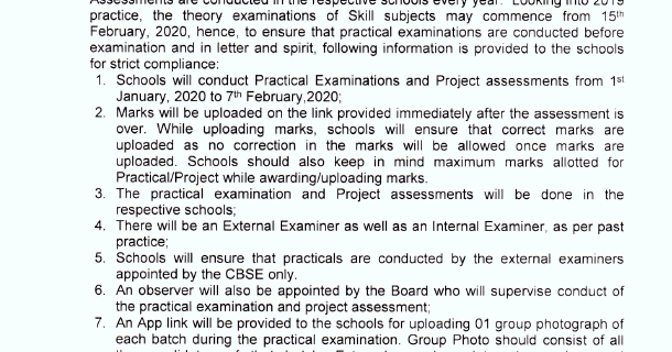 CBSE 12th Practical Exam Date 10th Internal assessment and Project Date ...
