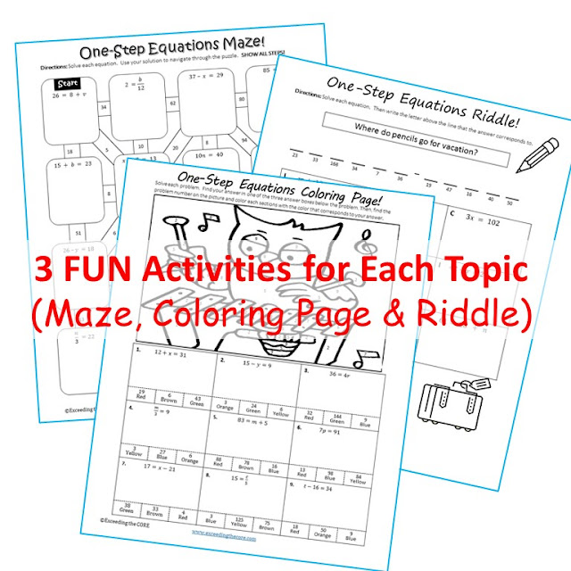 Exceeding the CORE: Write and Solve One-Step Equations