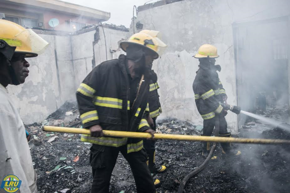 Photos: Residential building gutted by fire in Lagos
