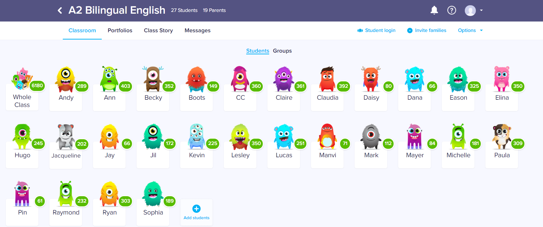 11/5 Class Dojo Points Update