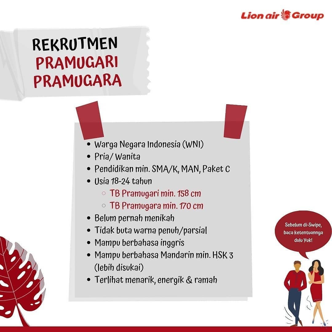 Lowongan Kerja Pramugari dan Pramugara Lion Air Group [Batas Pendaftaran Terakhir 31 Mei 2021]
