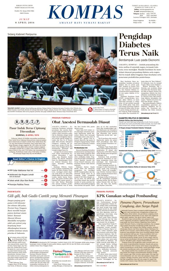 Kompas Hari Ini: Kompas Edisi Jumat 8 April 2016