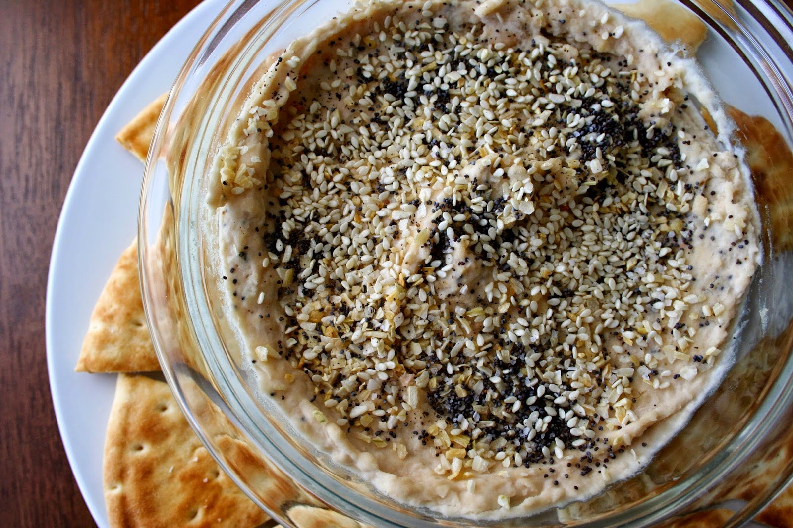 Everything Hummus and Homemade Toasted Pita Chips