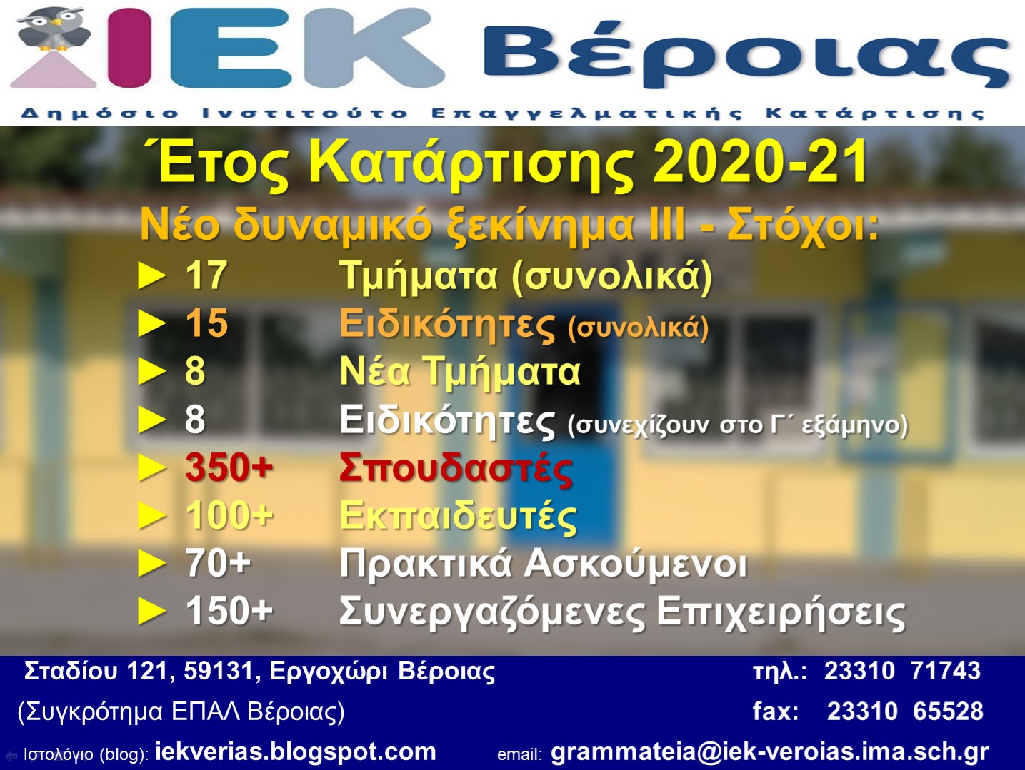 Πειραματικό Δημόσιο ΙΕΚ Βέροιας: Έτος Κατάρτισης 2020-21 Νέο δυναμικό ...