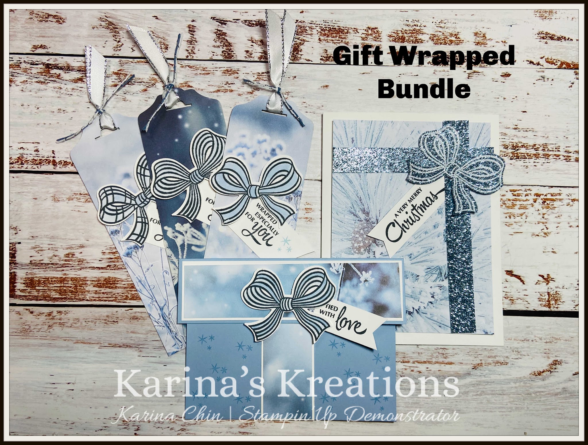 Stampin'Up Gift Wrapped Bundle Card, Tags & Gift Card Holder - Karina ...