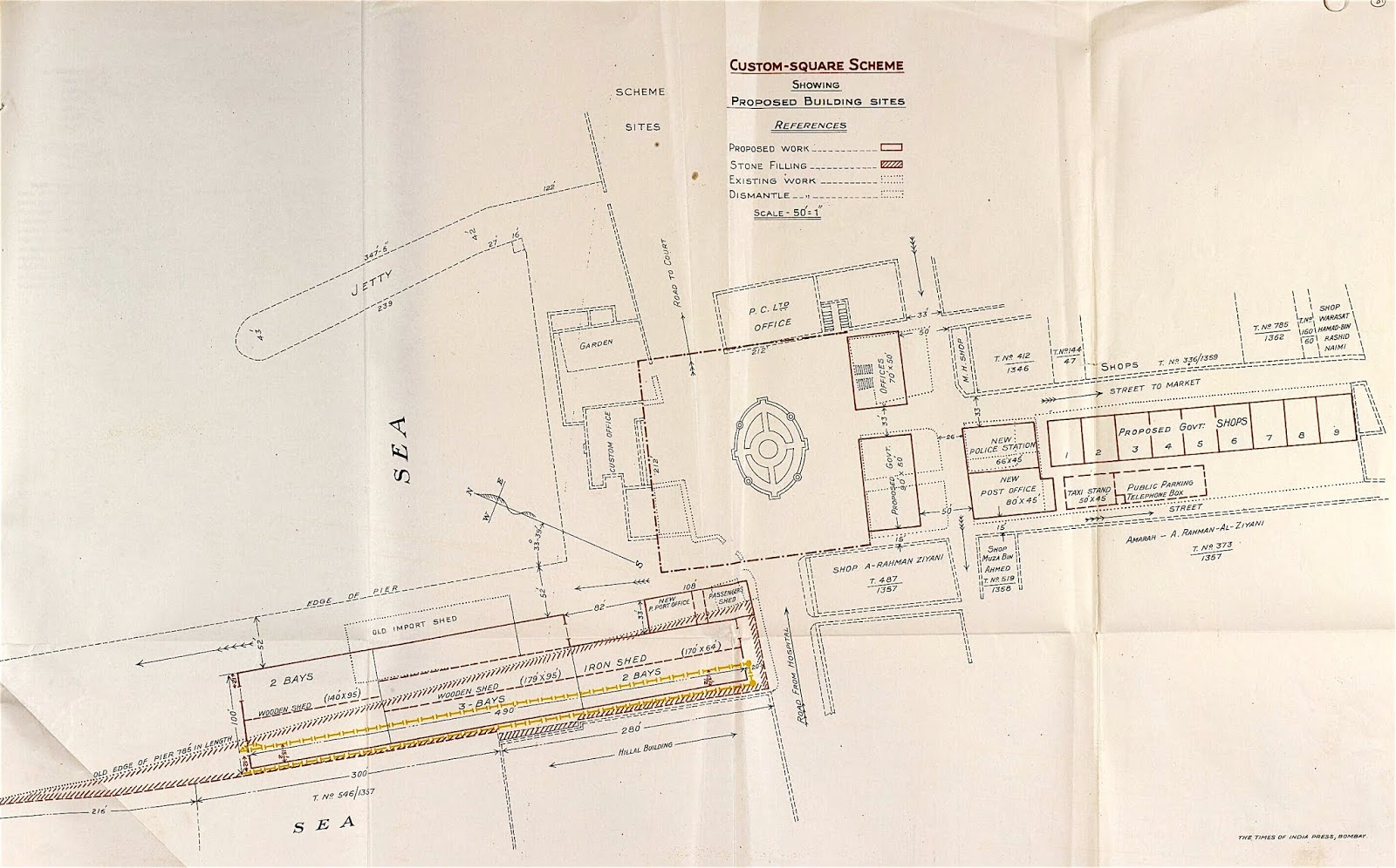 International History Blog: Architecture Plan of Bab Al Bahrain from 1945