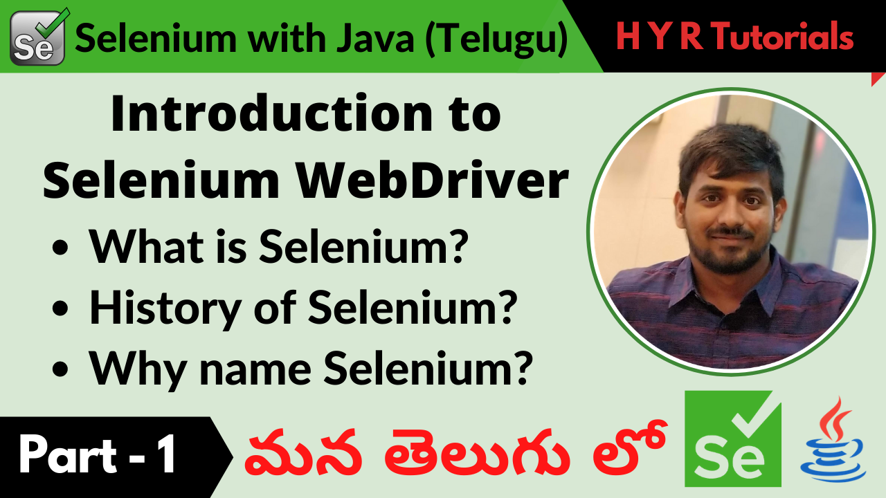 Introduction To Selenium Webdriver In Telugu Part 1 H Y R Tutorials