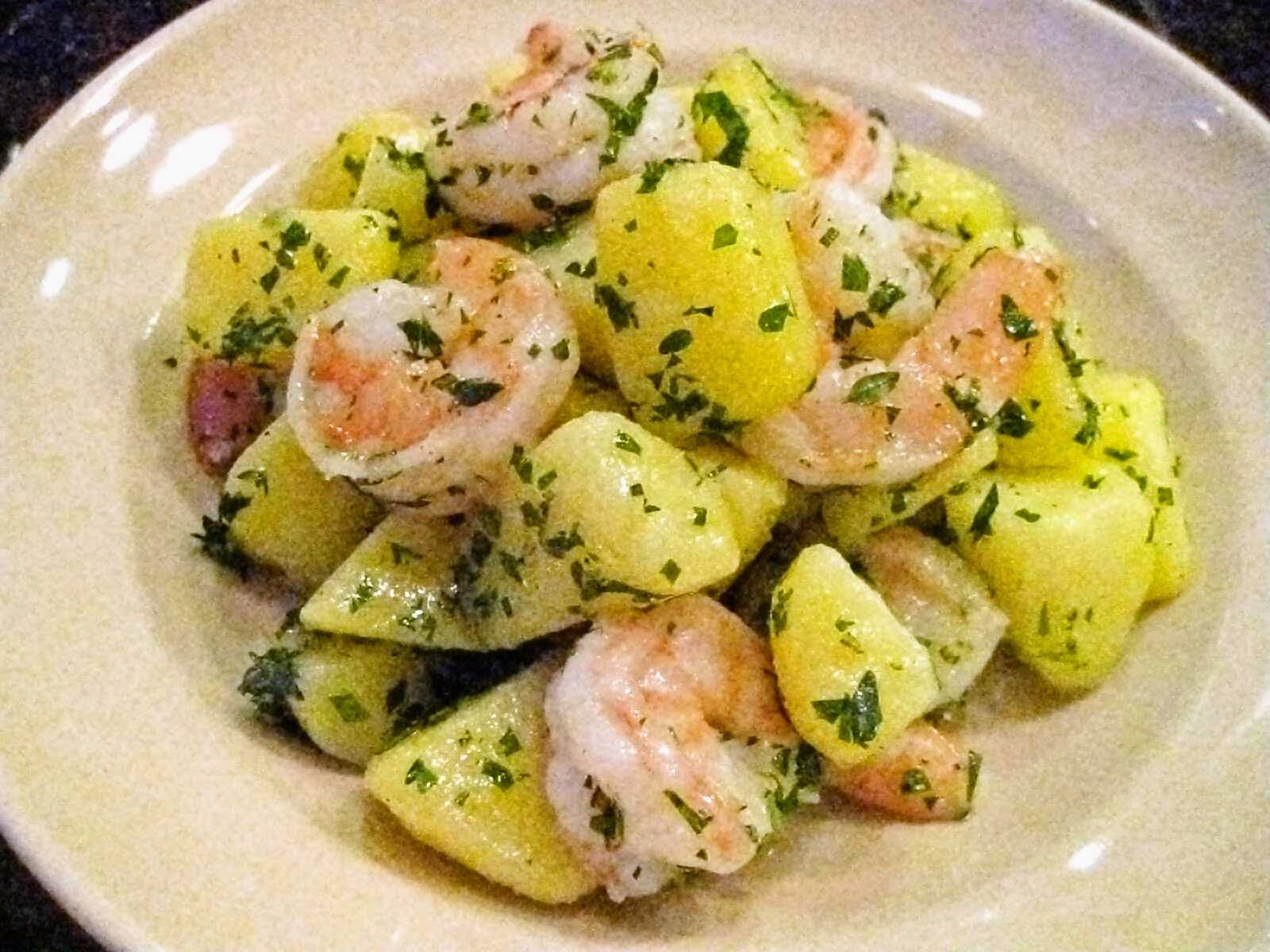 Recipes for Tom: Jagaimo to ebi no remon haabu sarada / potato and ...