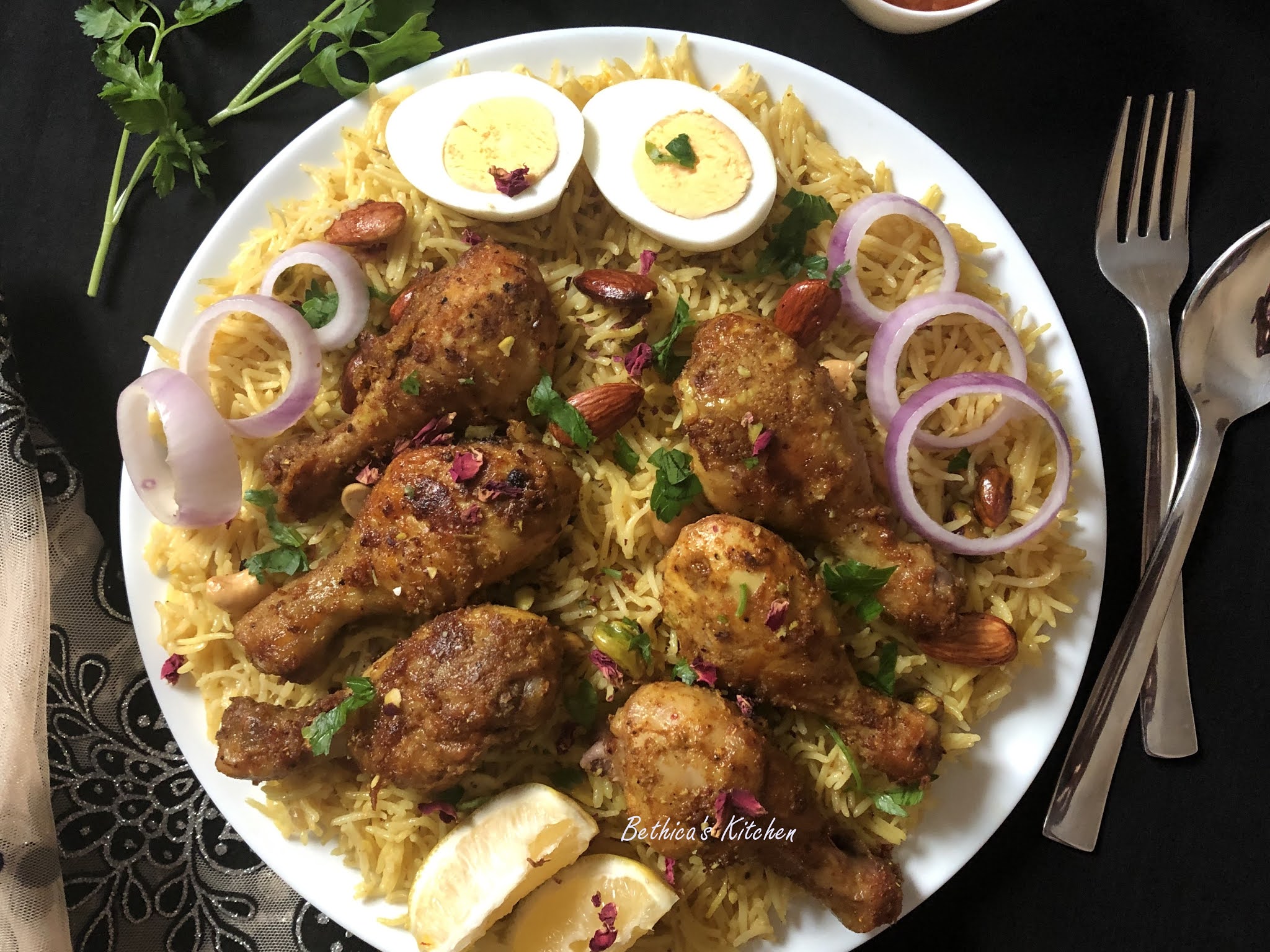 Bethica's Kitchen Flavours: Chicken Mandi with Dakkous Sauce