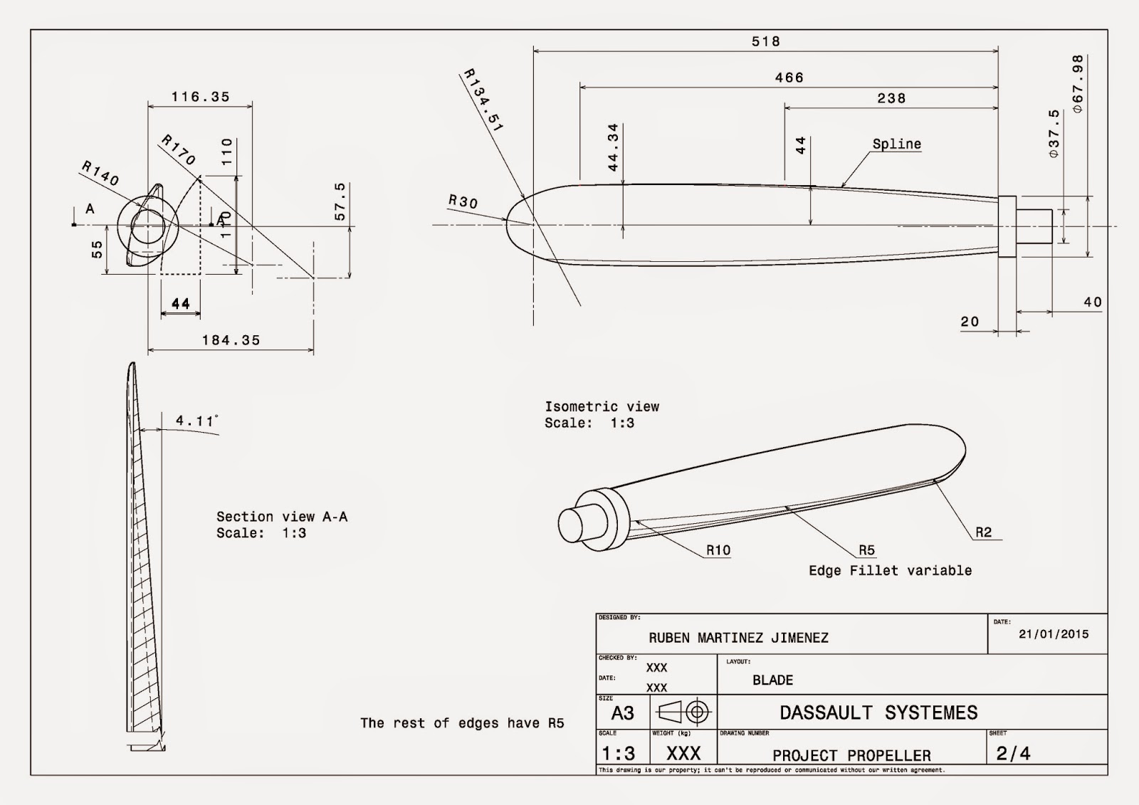 Project Rubén SolidWorks,Catia&Inventor: Propeller