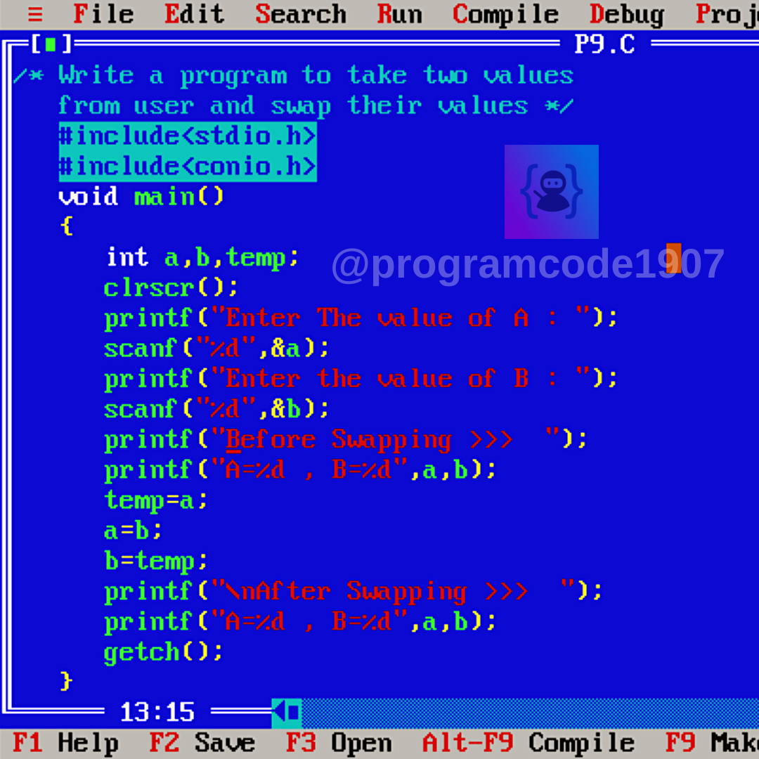 Swap Values And Ascending And Descending Order Program In C Language Program Code