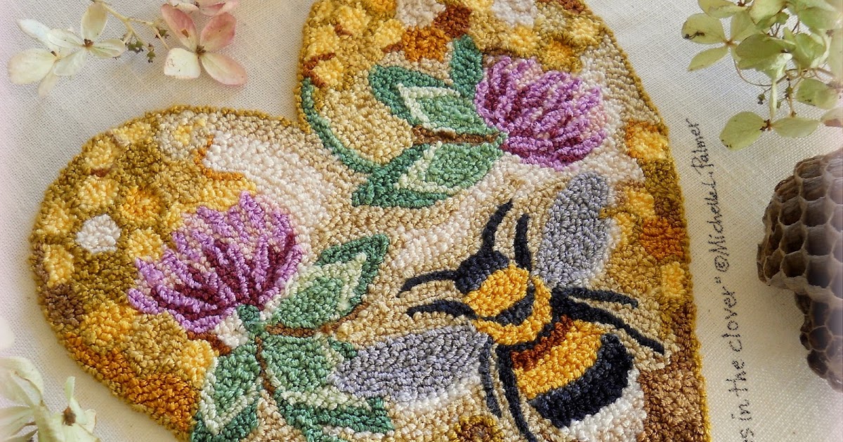 Michelle Palmer: Punch needle Bees in the Clover