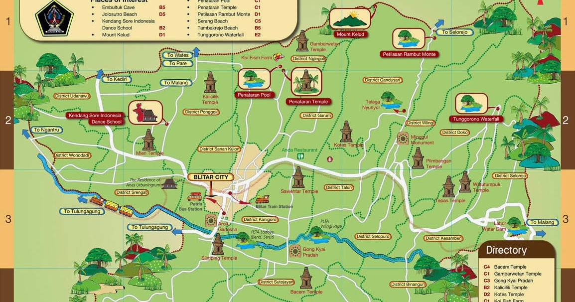 Blitar Regency Tourism Map | Blitar Tourism Agency