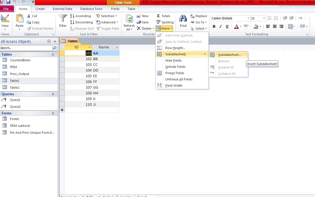 SQLjuMBLe Use Of Sub Datasheet In MS Access SQLjuMBLe Use Of Sub Datasheet In MS Access