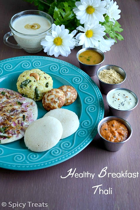 Spicy Treats: Healthy Breakfast Thali / South Indian Breakfast Thali