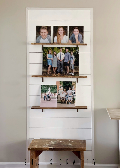 She's Crafty: Accent Wall with Sharpie Shiplap and Picture Ledges