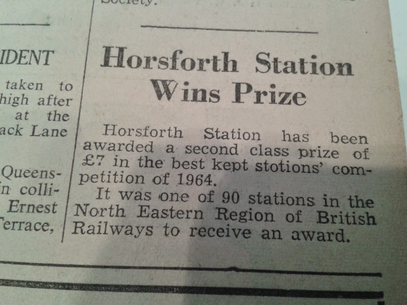 Horsforth Museum: Horsforth Stations wins a prize 1965 Horsforth News ...