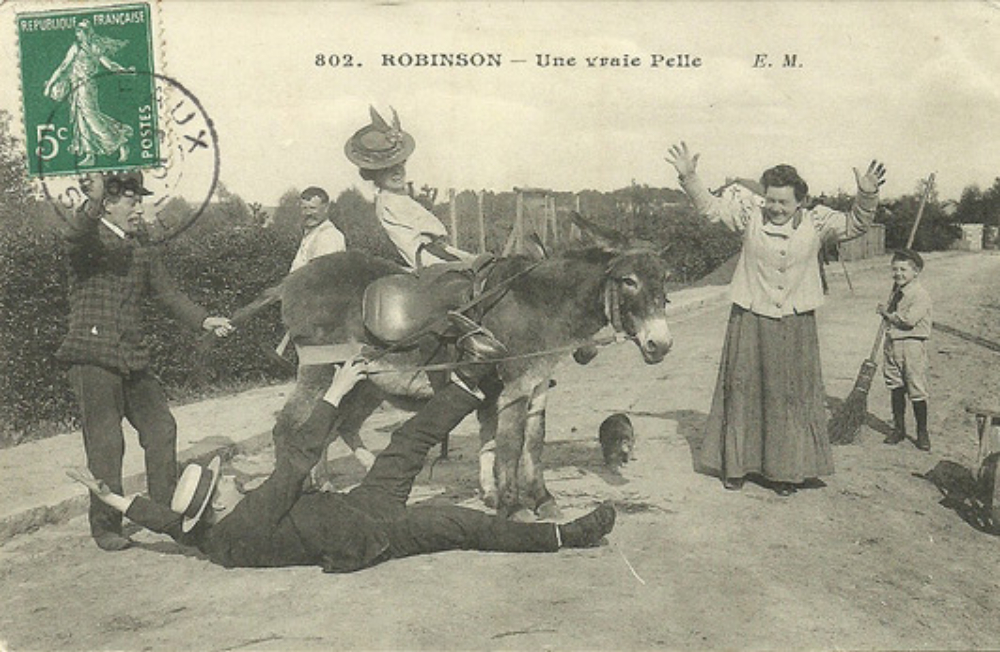 Funny Vintage Postcards Depict People Falling From Donkeys in Le ...