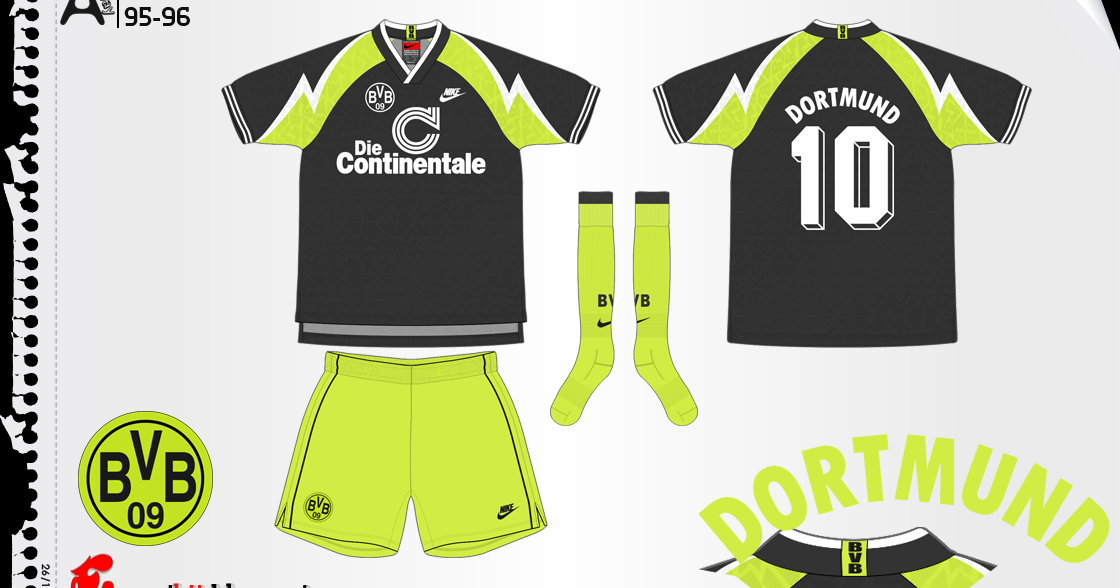 Kit Design, by eroj: 1995-96 Borussia Dortmund (Home, Away e GK)
