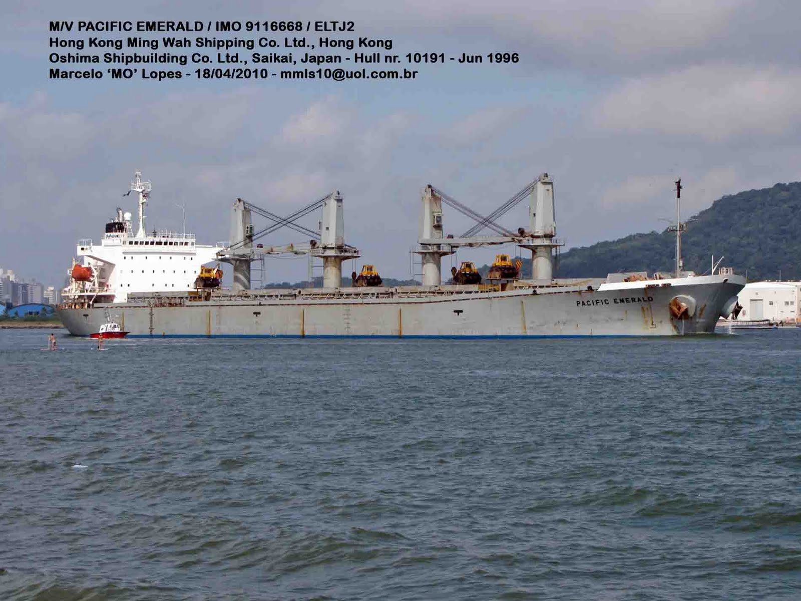 Santos Shiplovers: M/V Pacific Emerald / ELTJ2 - Suspendendo de Santos ...