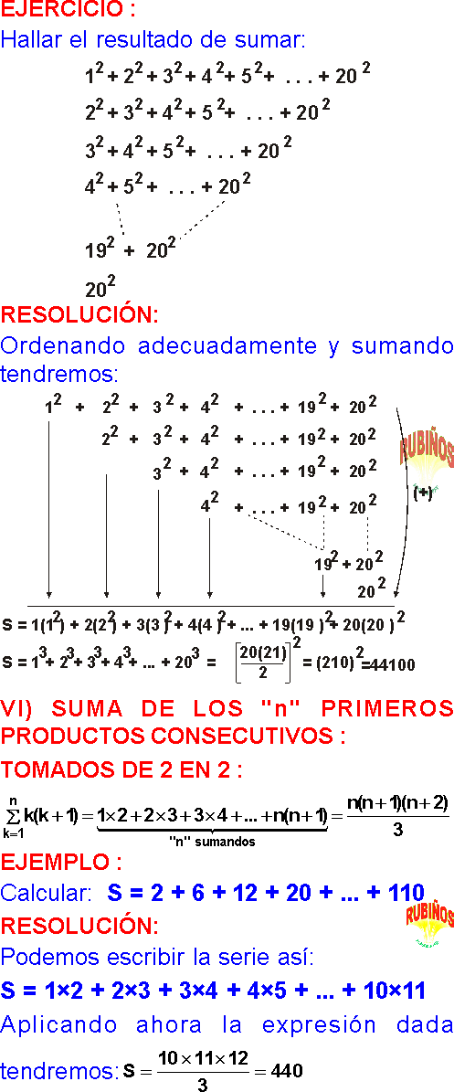 SERIES Y SUMATORIAS FÓRMULAS , MÉTODOS Y EJEMPLOS DE RAZONAMIENTO ...