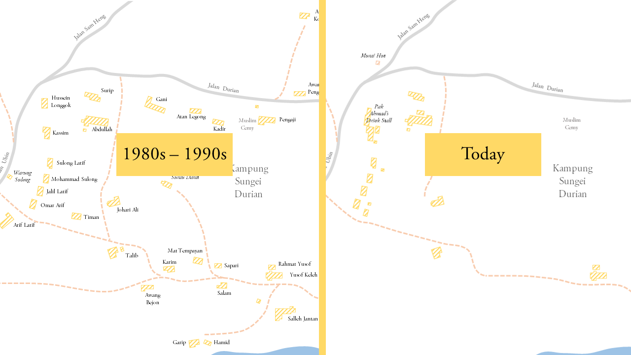 Revised Historical Map of Kampung Sungei Durian, Pulau Ubin (2021)