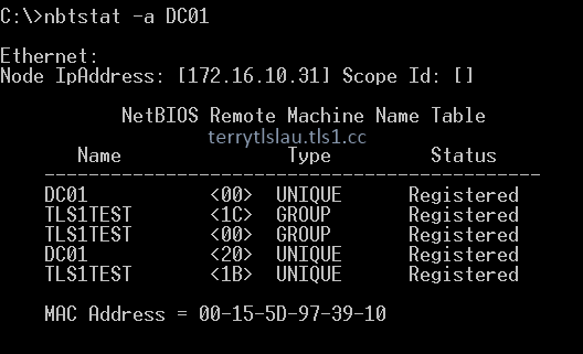 Terry L@u's blog: Using nbtstat command to check the NetBIOS Domain Name