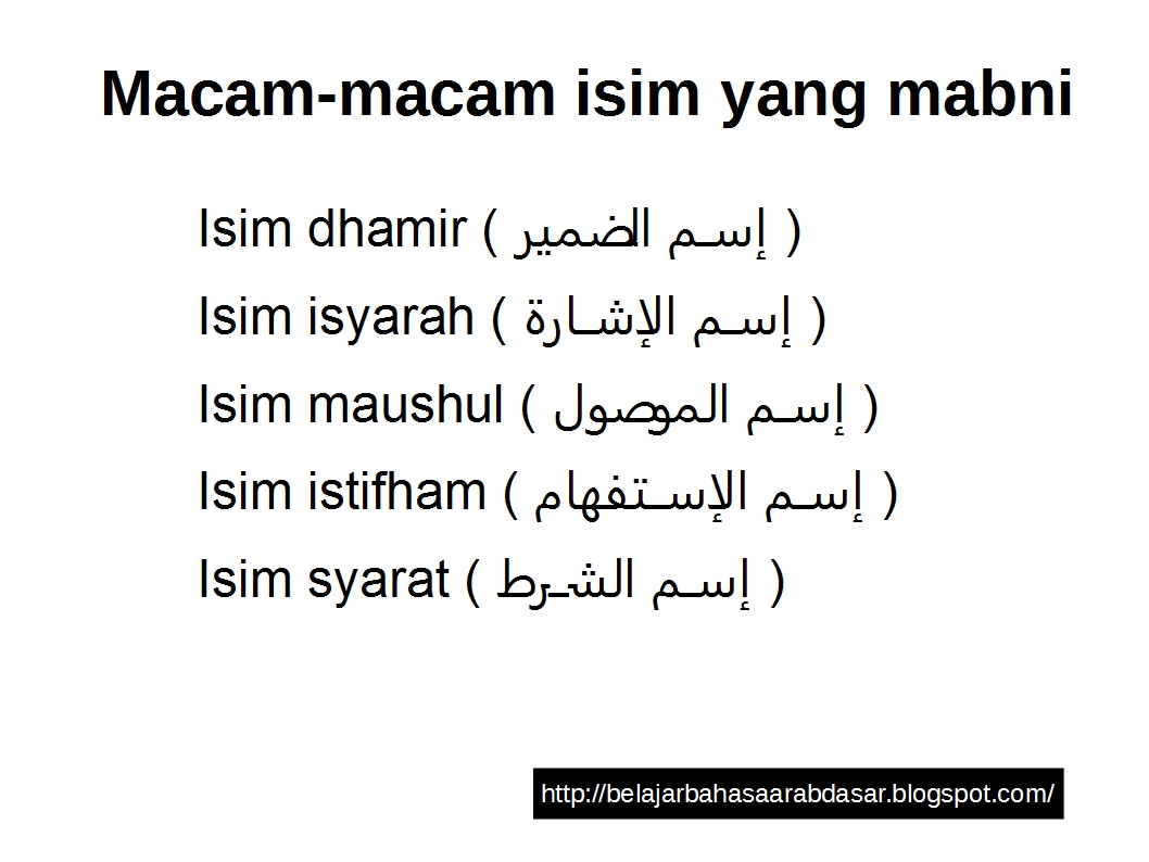 5 Macam Isim yang Mabni