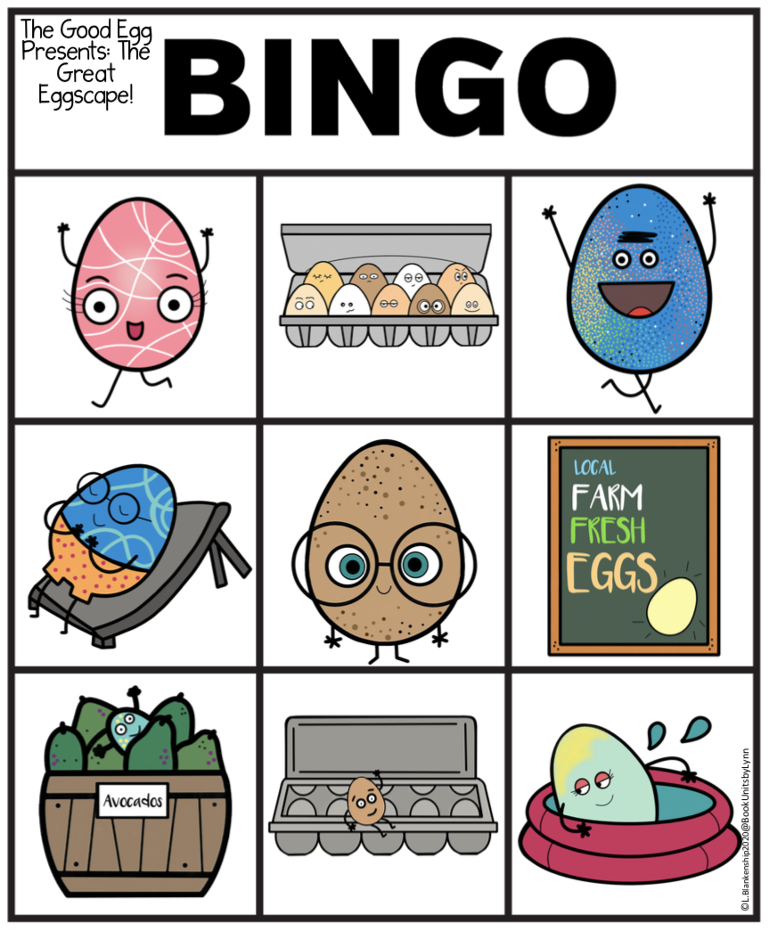THE GREAT EGGSCAPE! BINGO ~ Book Units by Lynn