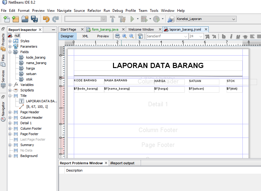 Mencetak Laporan Menggunakan IReport pada Netbeans - Contoh Aplikasi