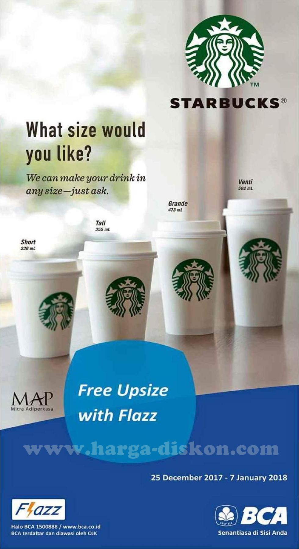 Promo STARBUCKS Terbaru Free Upsize dengan Flazz BCA