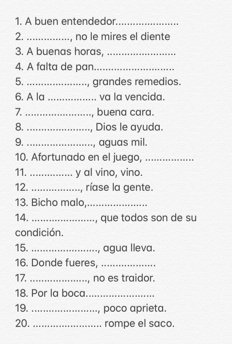 4º ejercicio de memoria: REFRANES