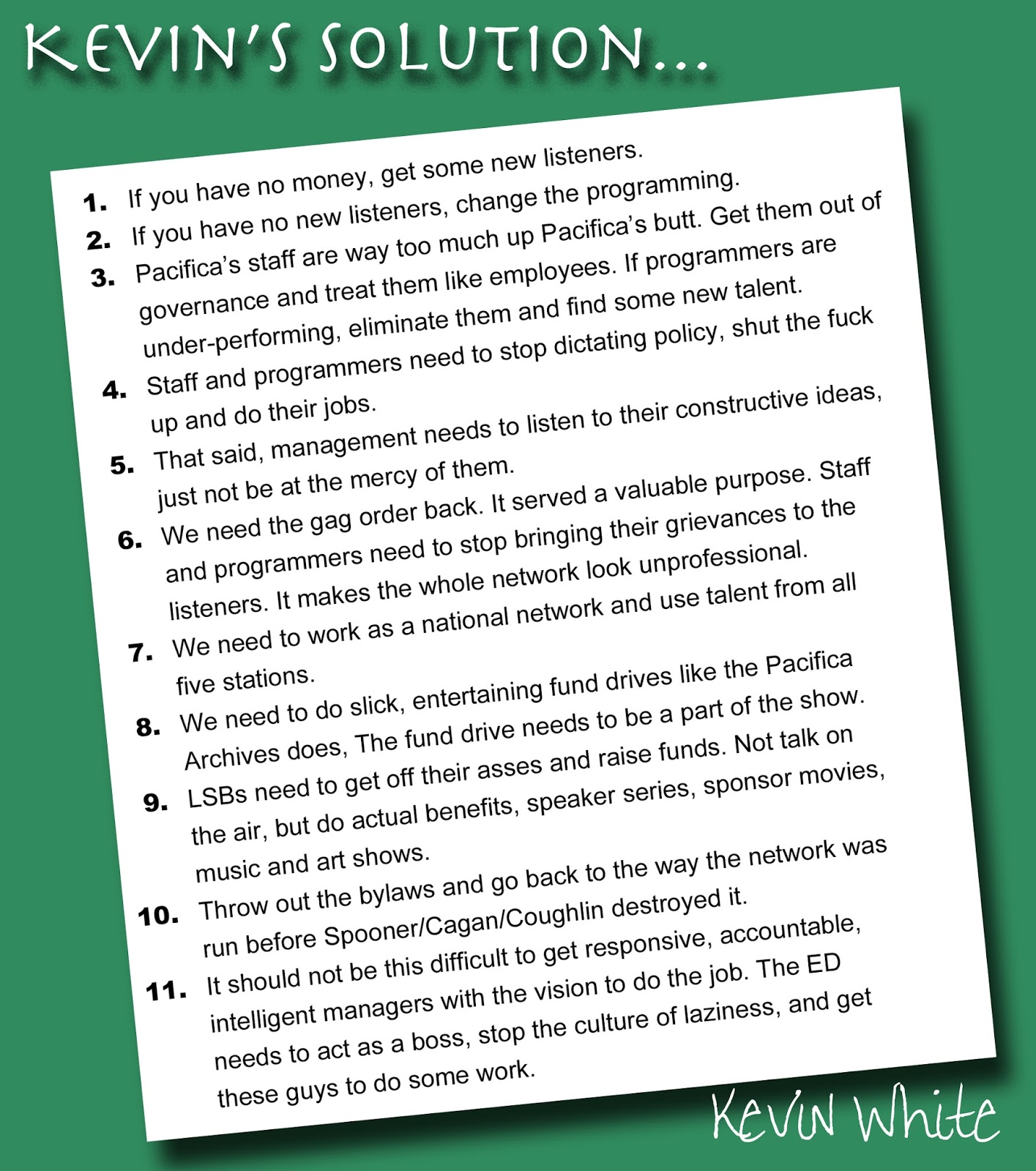 WBAI: A no nonsense list of suggestions