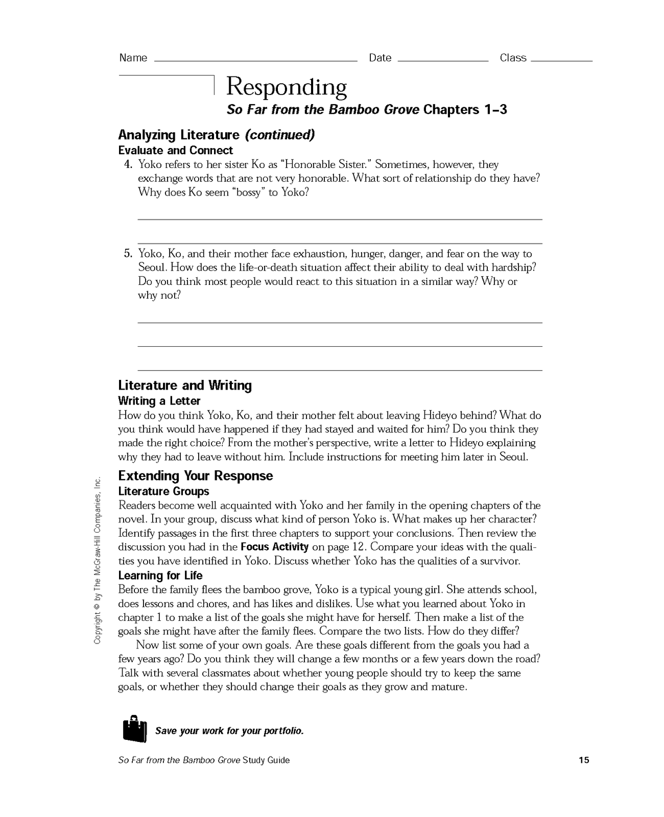 mochi thinking: Study Guide for So Far from the Bamboo Grove