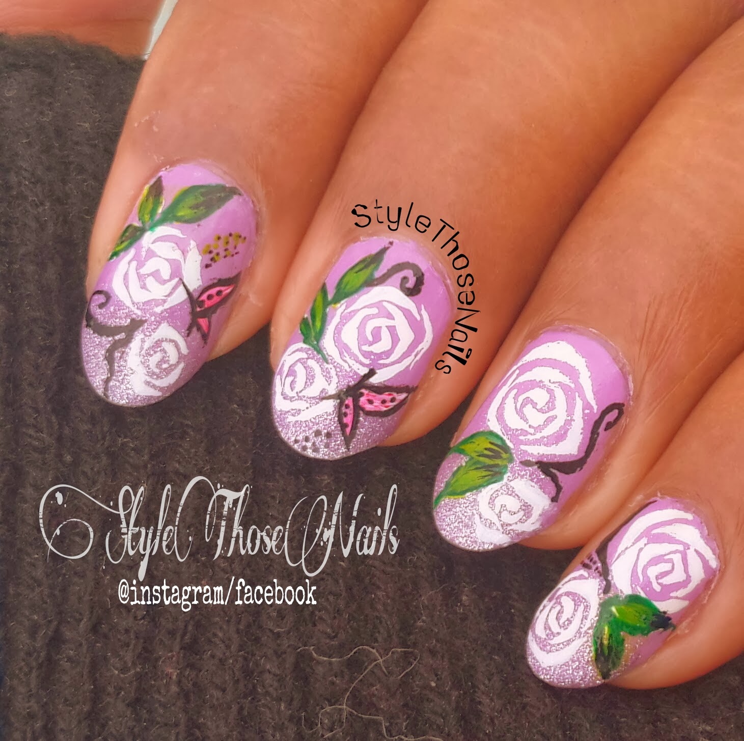Style Those Nails: Welcome Spring Early !! Free hand Roses Nail Art