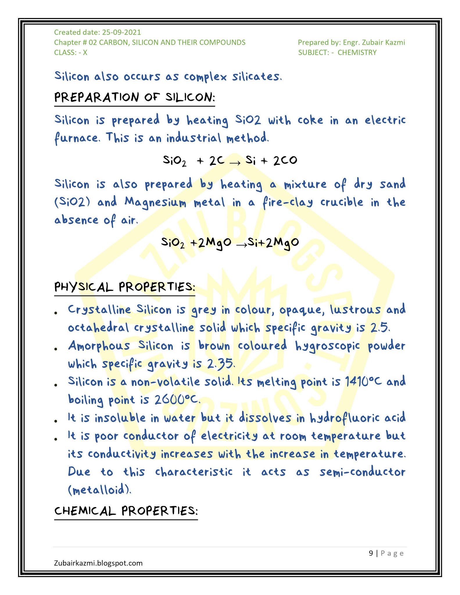 KARACHI BOARD NOTES CHEMISTRY CLASS 10TH - CHAPTER 02