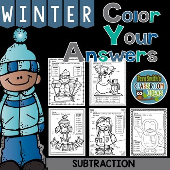 Three New Winter Themed Color Your Answers Resources for Addition and ...