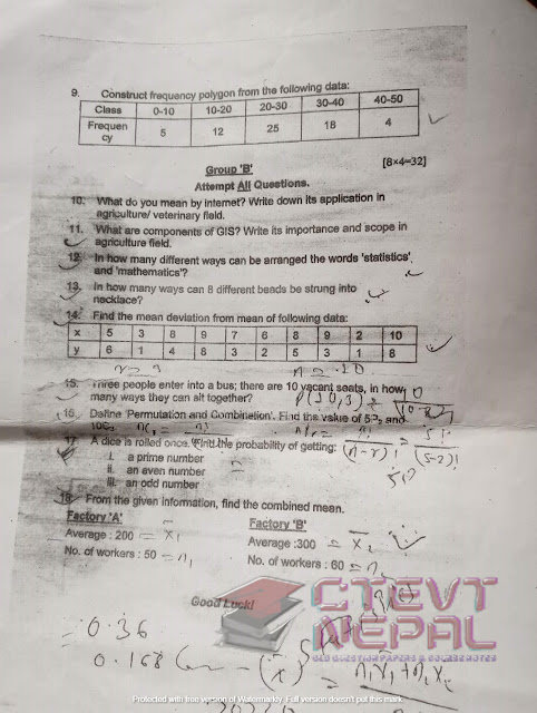 Statistics and Computer Application - 2nd Year Question Papers CTEVT ...